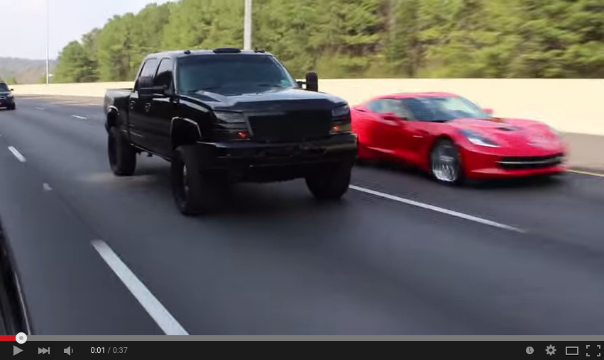 WoW: Watch as this lifted Truck takes on a Corvette! who do you think ...